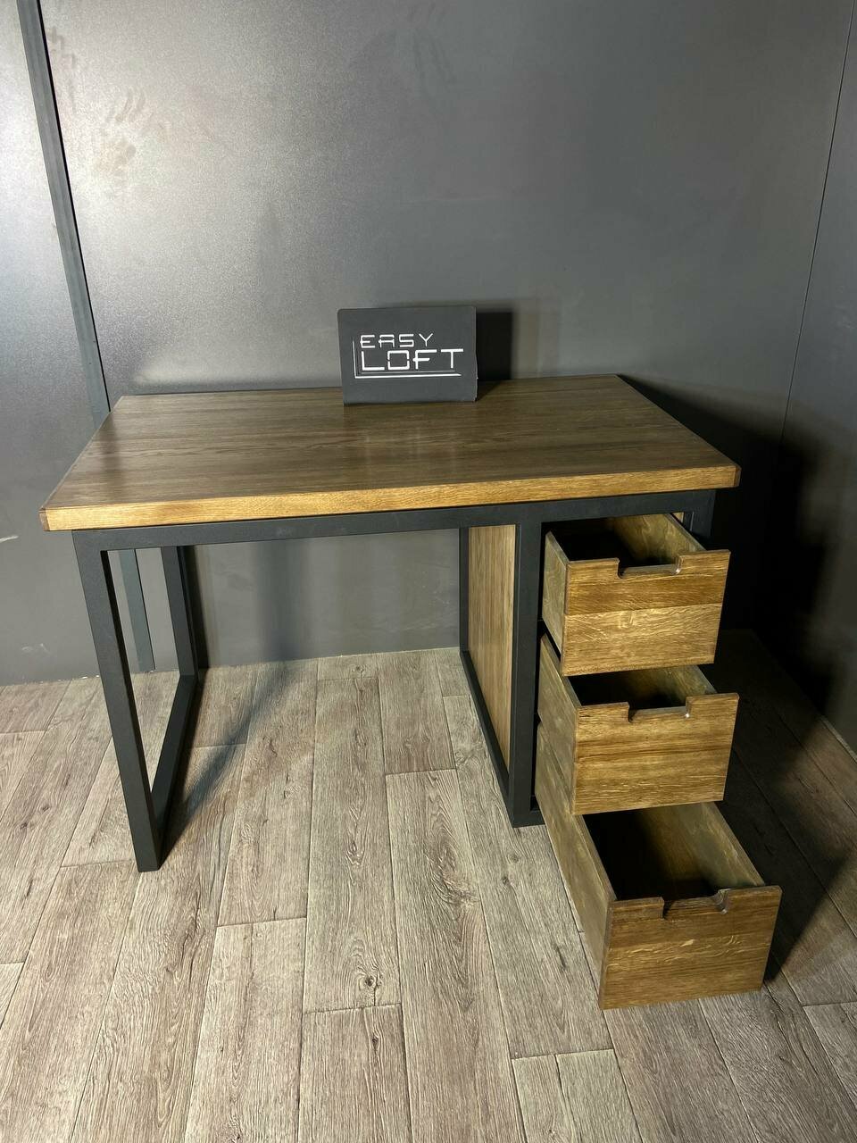 Письменный стол лофт Boss T-01D с ящиками, массив дуба, 120x70x79см, дуб