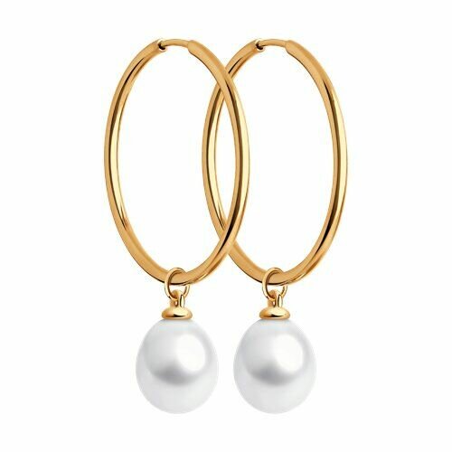 Серьги конго, серебро, 925 проба, золочение, жемчуг культивированный