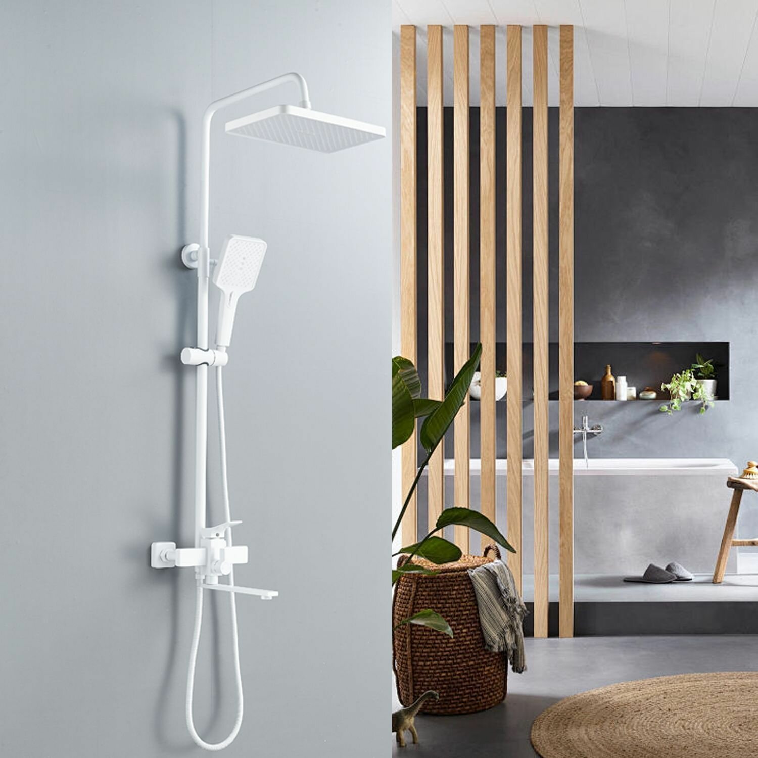 Душевая стойка со смесителем и тропическим душем Shevanik