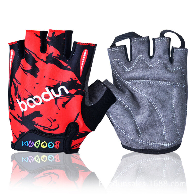 Перчатки BOODUN Bolton spot, летние, нескользящие, на полпальца, красные, размер L