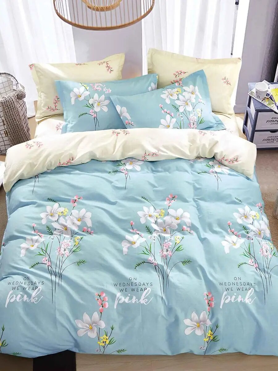 Постельное белье евро сатин 4 наволочки Twill