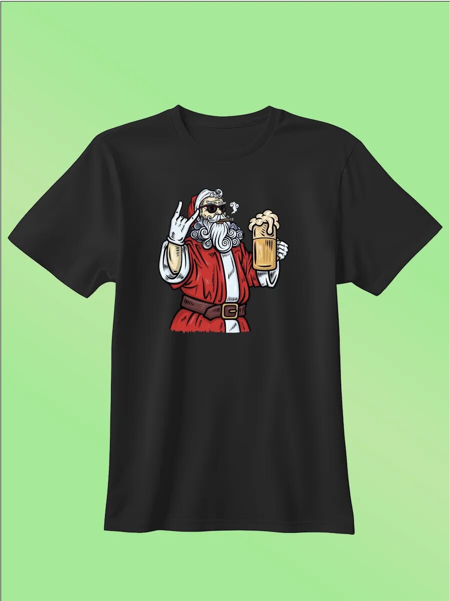 Футболка санта с пивом