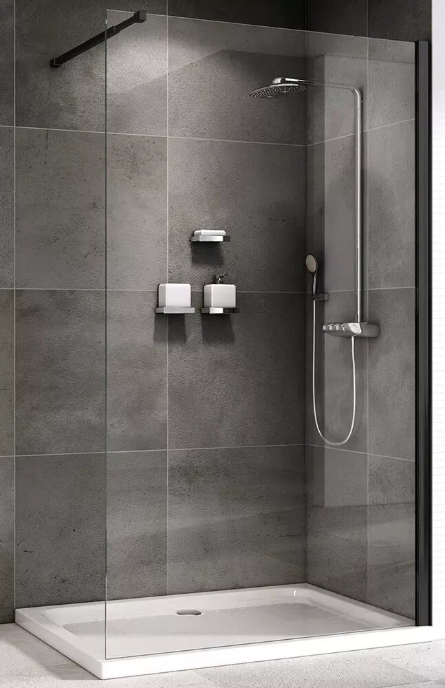 Душевая перегородка ABBER Immer Offen 100x200 AG61100B8 стекло прозрачное профиль черный