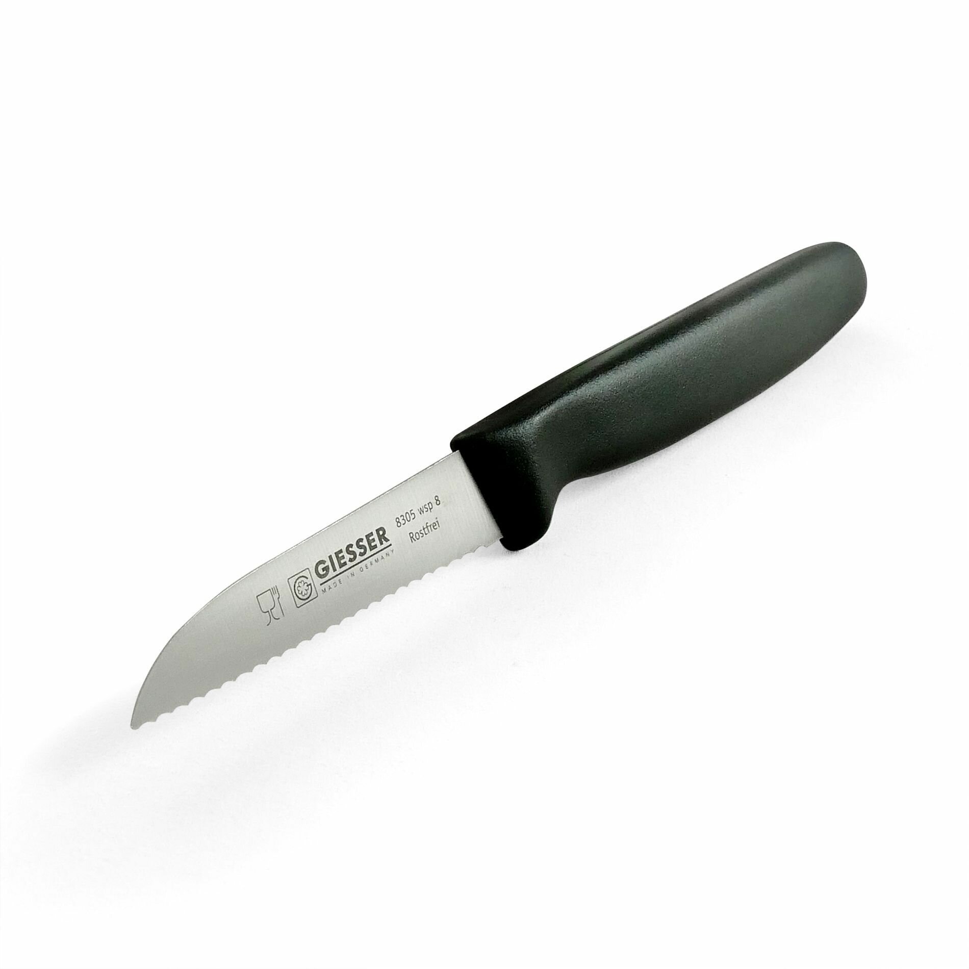 Нож кухонный профессиональный 8 см, с волнистым лезвием, для нарезки овощей и фруктов, ручка пп, Giesser.