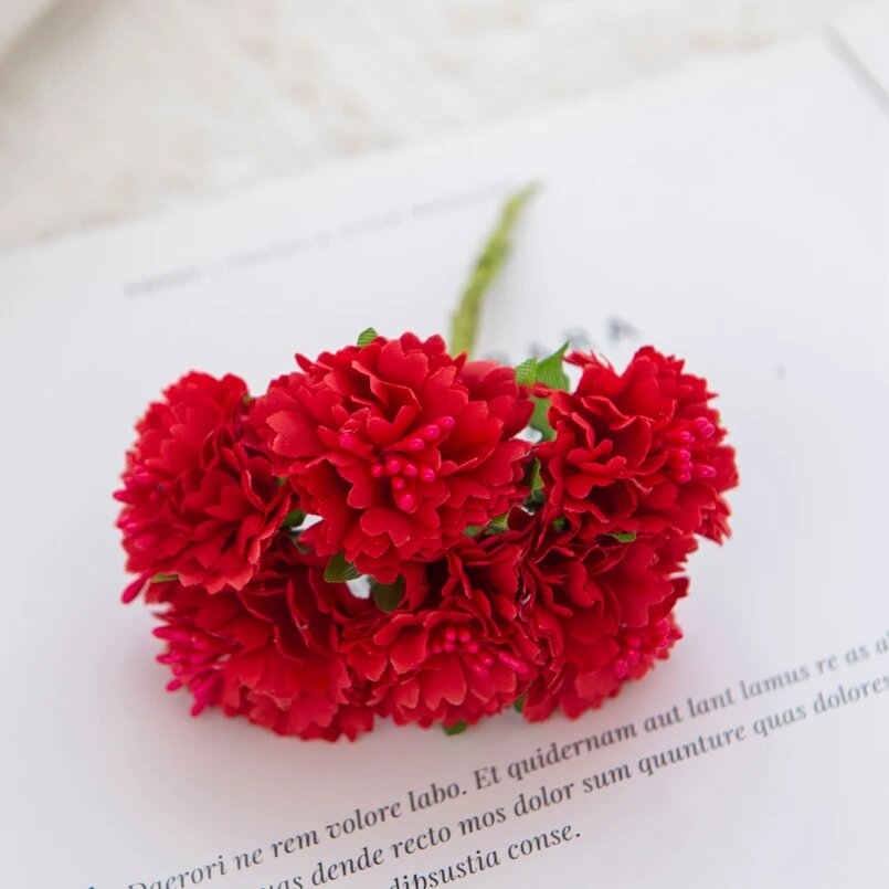 Искусственные шелковые гвоздики ZQCY, 18 шт. Красный, 6, Красный