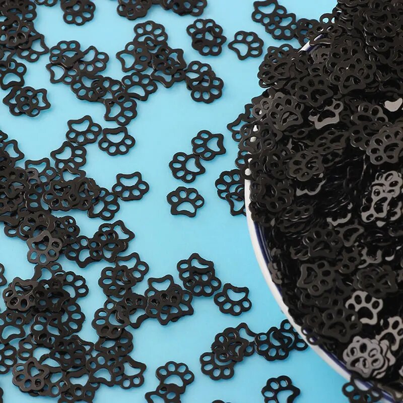 Блестки "Следы животных" Черный, 7mm 10g, black