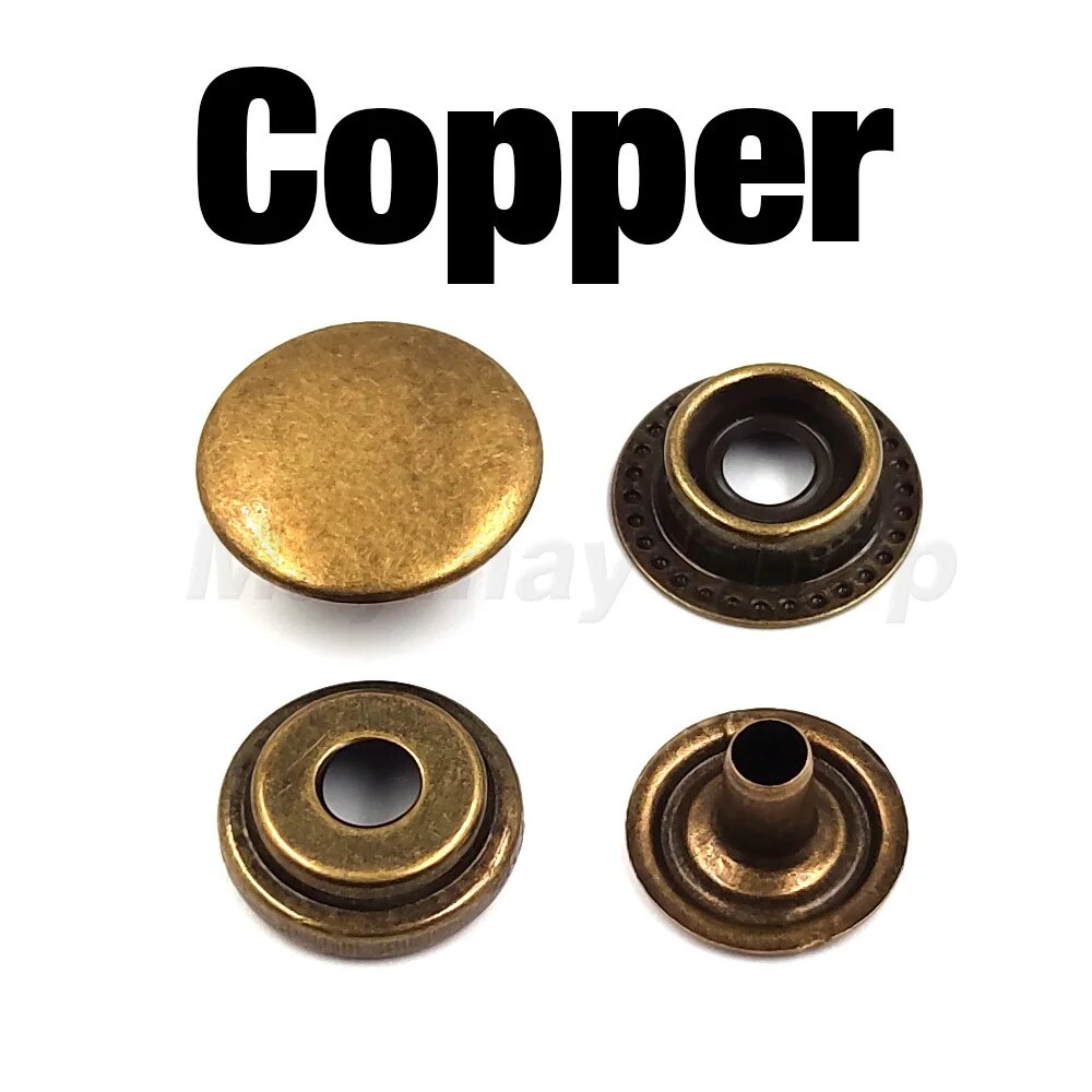 Металлические кнопки-застежки 201/203, 25 комплектов 15mm(201), Copper