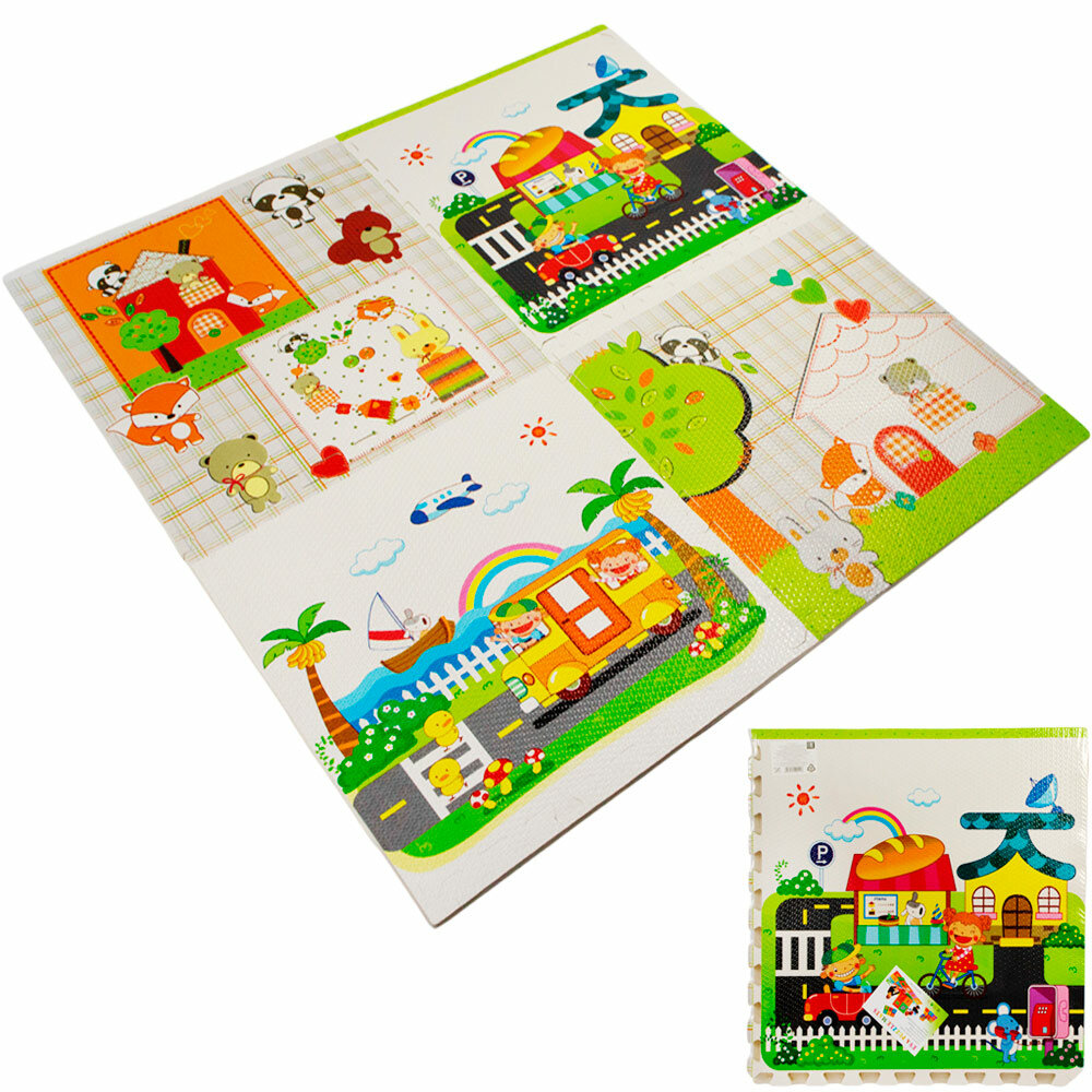 Коврик игровой Китайская игрушка1 60х60х1 см 4 элемента, веселая прогулка (141V-661)