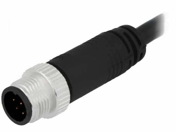 Вилка AMPHENOL 12-08AMMM-SL7A01, M12 "папа" код A-DeviceNet-CANopen, коннектор PIN 8, прямой круглый, переходник адаптер, 1 м, 30В, 2А