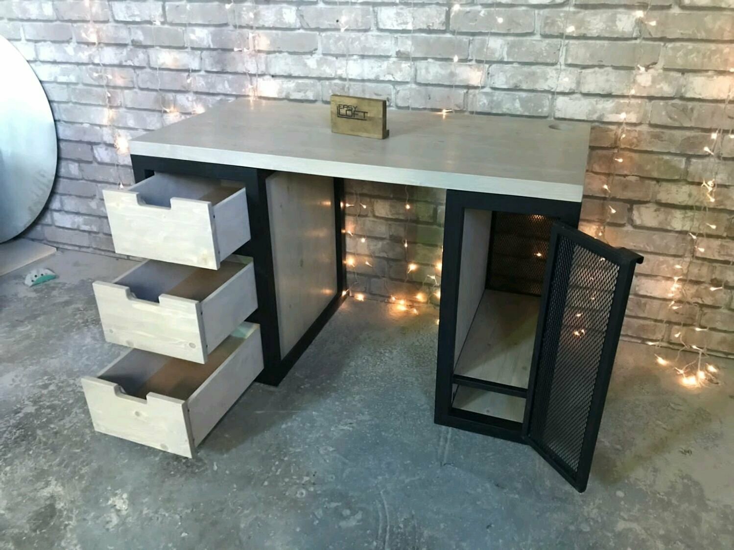 Стол EasyLOFT в стиле лофт, с ящиками, письменный, компьютерный, 120x60x75 см, цвет бежевый