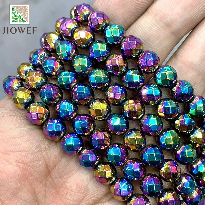 Радужные граненые гематитовые бусины JIOWEF 2/3/4/6/8/10 мм 3mm-about 130pcs