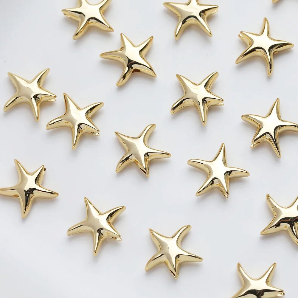 2 шт. 14 К позолоченные латунные бусины в виде морской звезды, разделительные ювелирные изделия, принадлежности для самостоятельного изготовления, аксессуары из материала