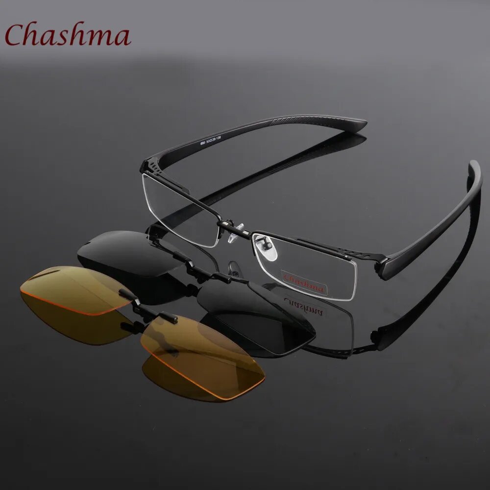 Chashma очки для зрения с поляризационными клип-он линзами, черная оправа