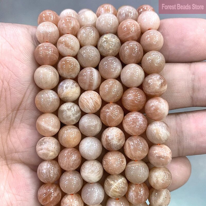 Бусины Sunstone персиковые круглые 8 мм, 48 шт.