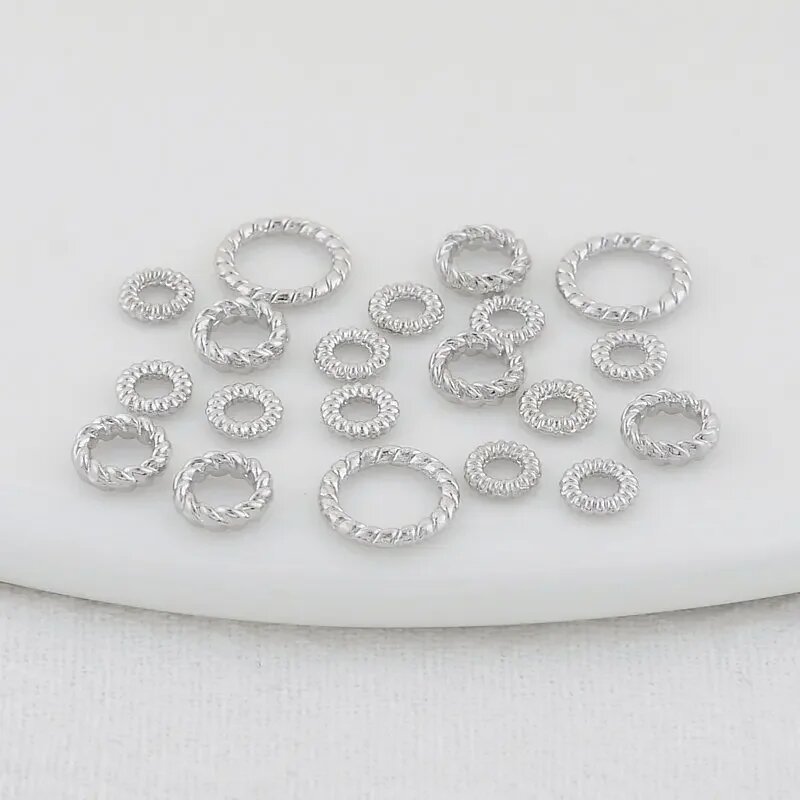 Закрытые кольца из латуни с позолотой 14К, подвески, набор из 50 штук 8MM-50PCS, Platinum Color