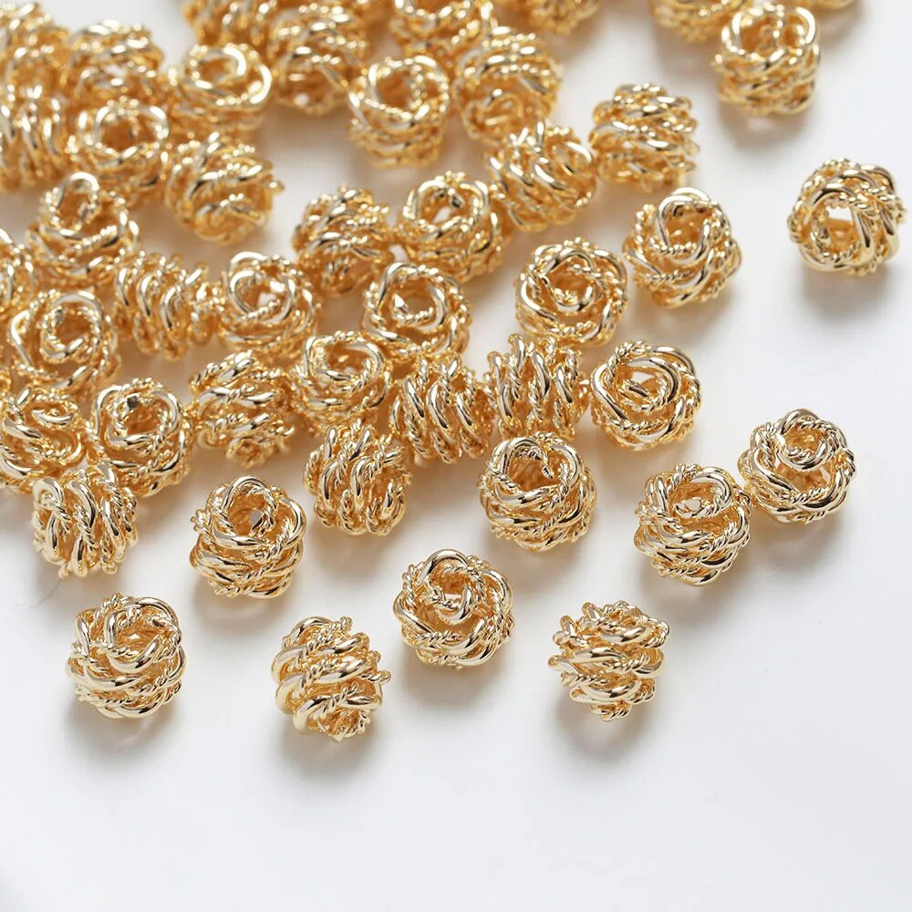 Позолоченные латунные бусины для бисероплетения 6 шт Gold