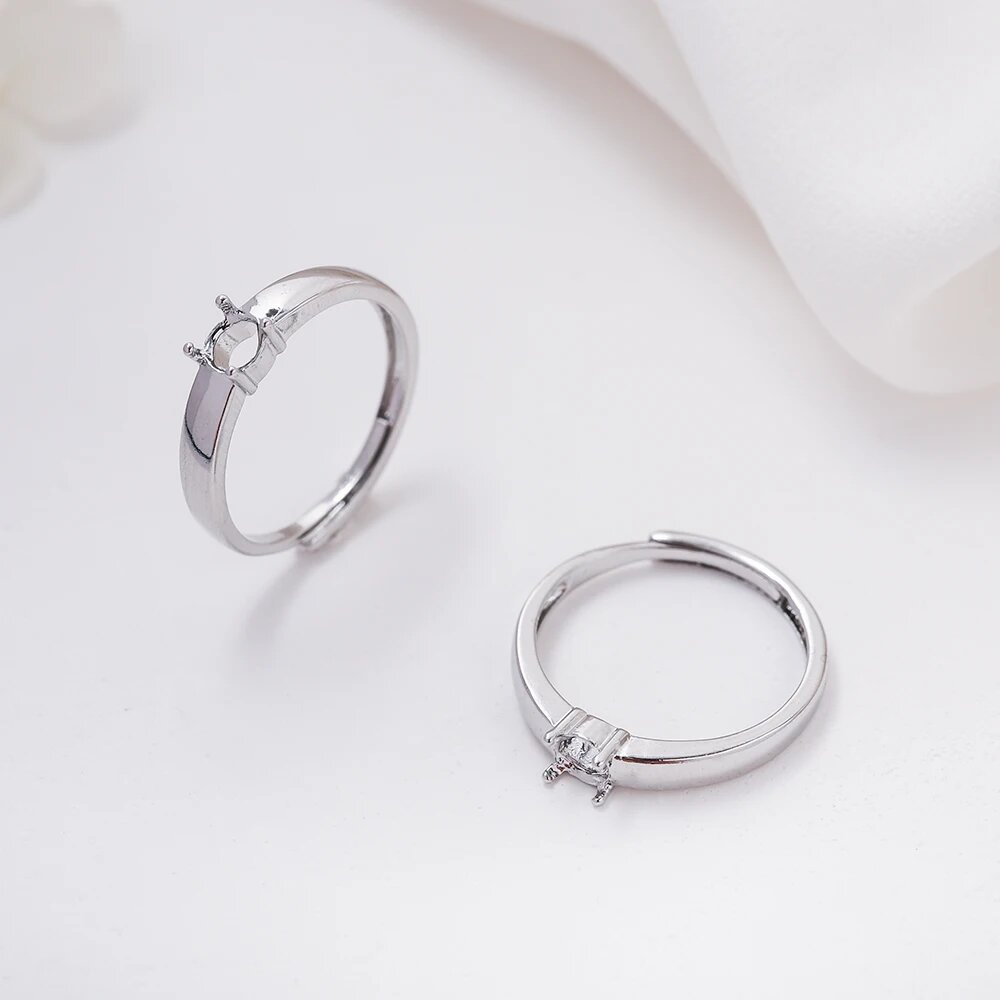 Регулируемые кольца-заготовки Molinge, латунь, позолота 18К, 2 шт 4pieces, Rhodium A