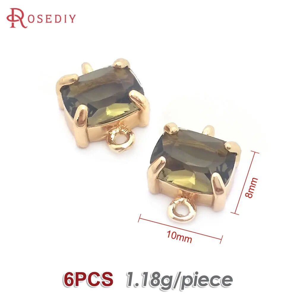 Подвески стеклянные 6шт, Rosediy, 10x8мм, Coffee