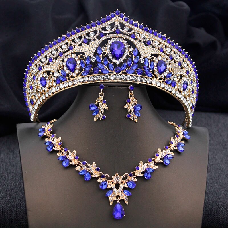 Cenmon корона с кристаллами для волос Фиолетовый, Gold Blue