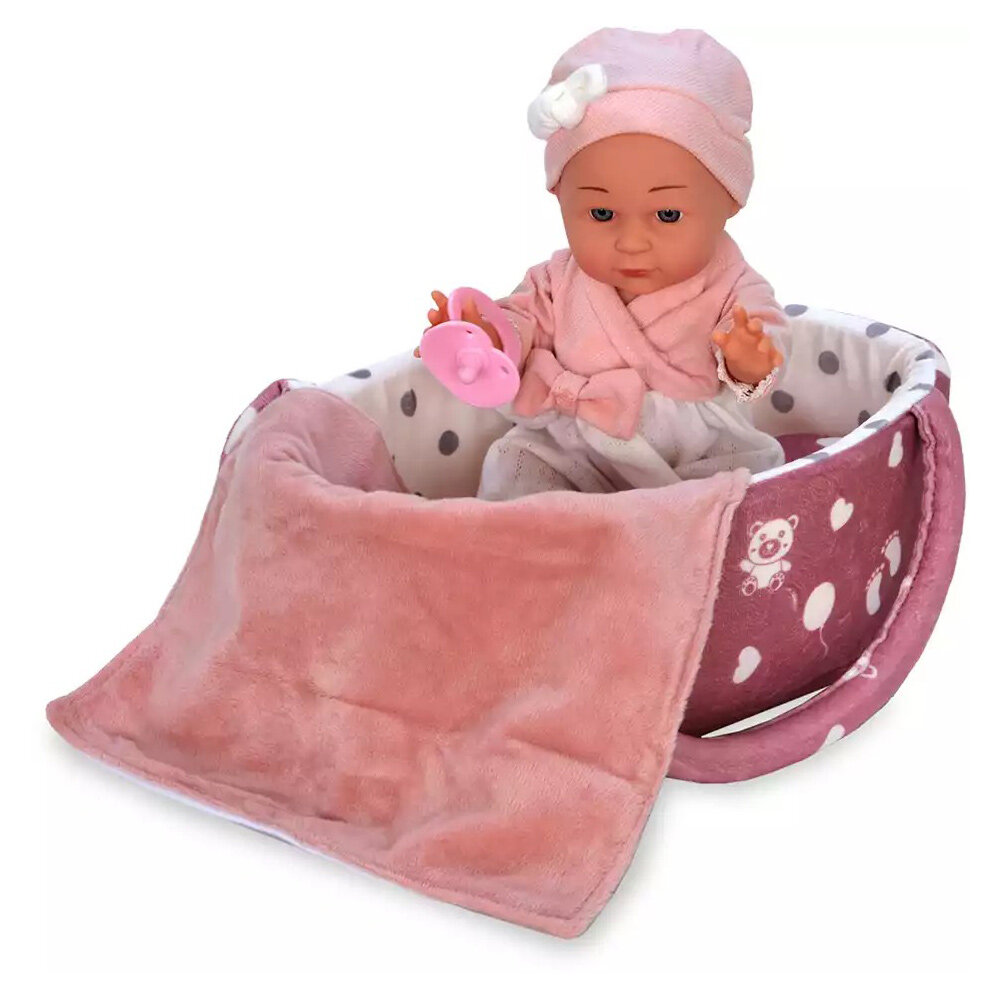 Пупс 31 см с аксессуарами (переноска, плед, подушка, соска) 6622-3B с 3 лет