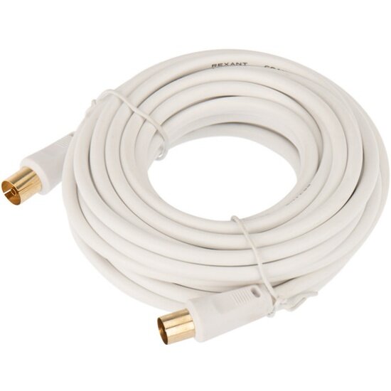 Кабель антенный Rexant ТВ гнездо - ТВ штекер, белый, длина 7 м