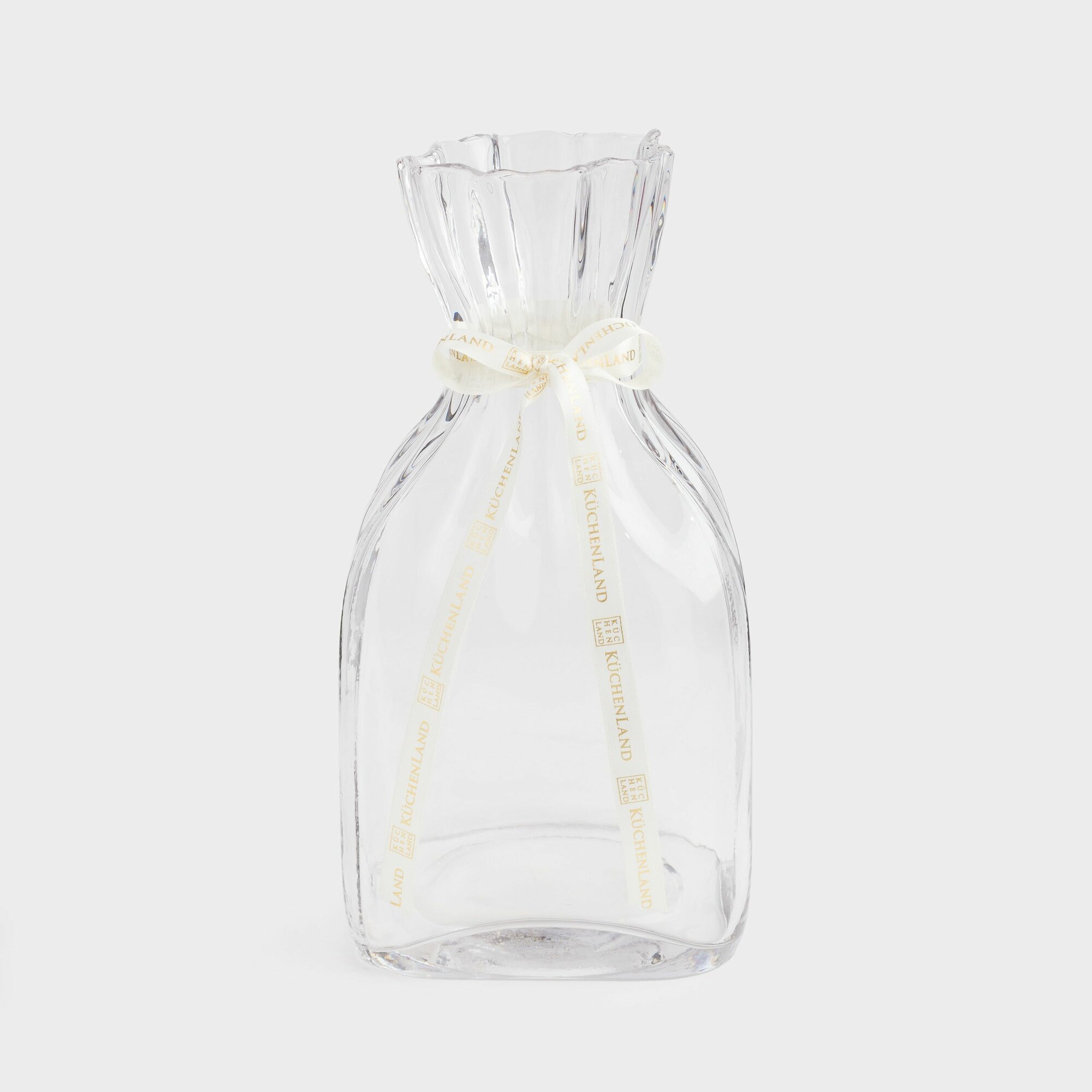 Ваза для цветов, Kuchenland, 29 см, стекло, Мятый эффект, Crumple