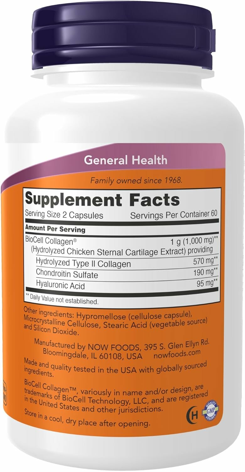 NOW BioCell Collagen Hydrolyzed Type II 120 capsules (коллаген 2 типа) — фото 1