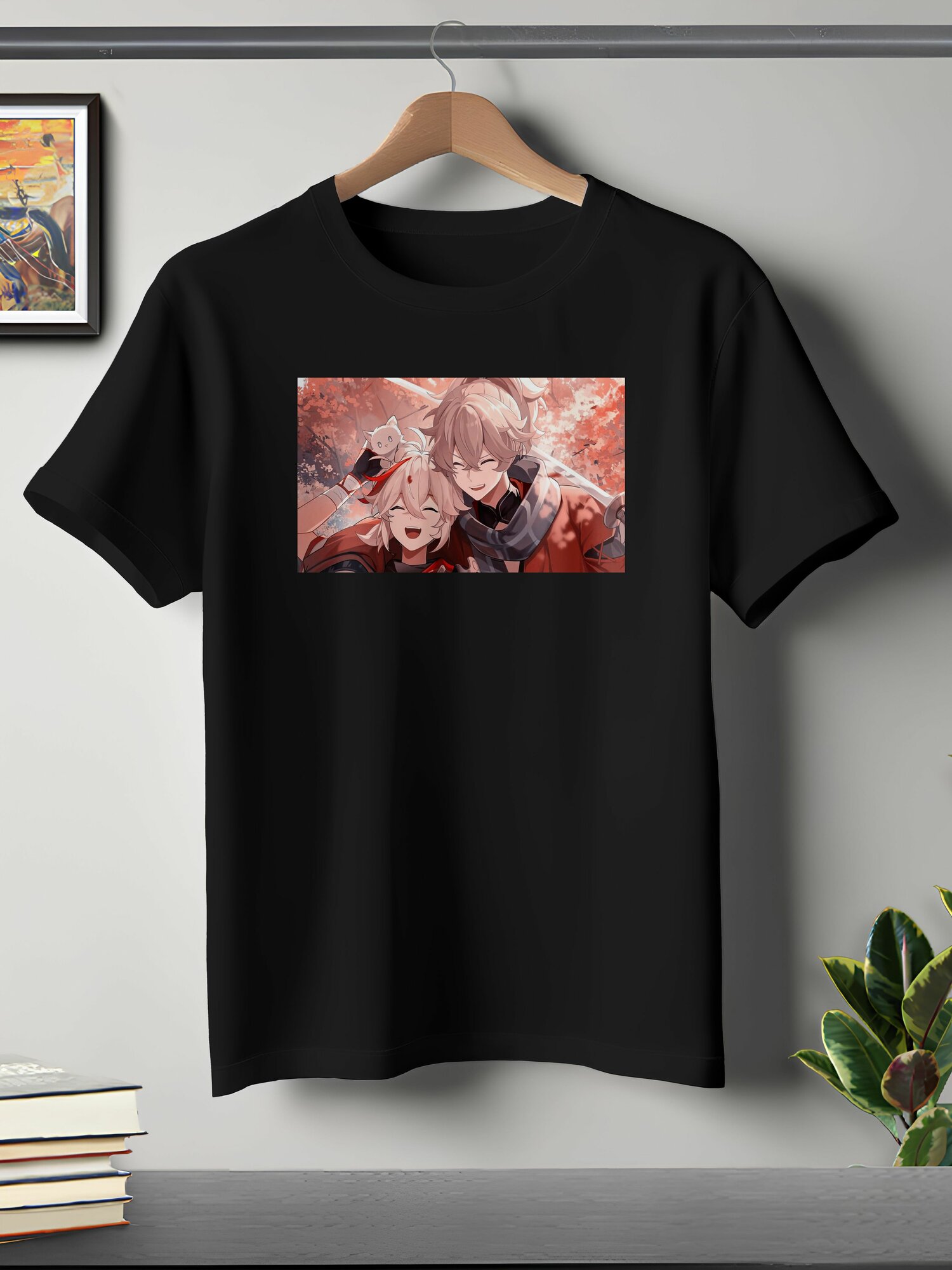 Футболка  Детская ONEQ 110 (5-6) размер с принтом Genshin Impact, черная