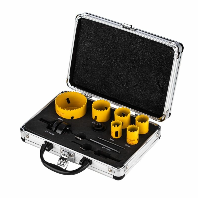 Набор коронок в кейсе по дереву, металлу, стали, пластику и гипсокартону, для шуруповерта, дрели или перфоратора, строительная оснастка инструмента