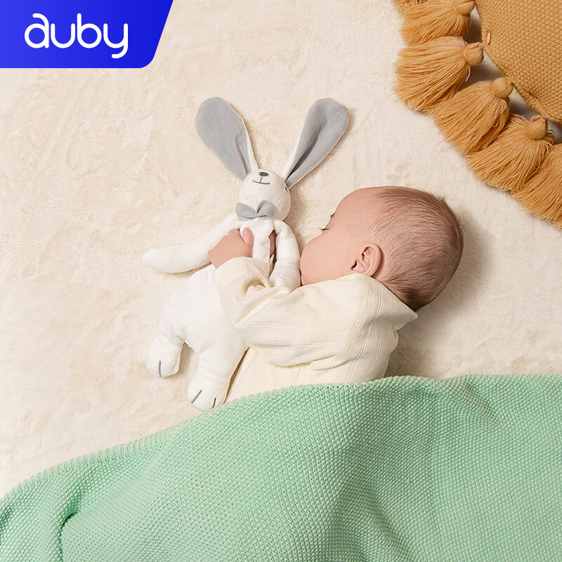 Auby Infant And Toddler Toy, Little Rabbit Comfort Blanket, Baby Sleep Aid, Aibeibei Newborn Plush Hand Puppet, Full Moon Gift