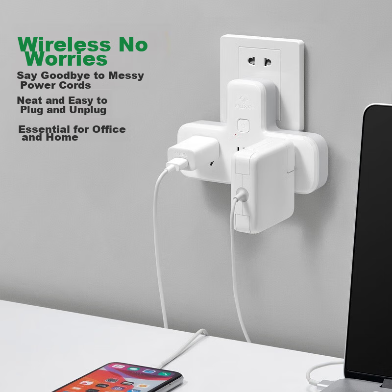 BULL Power Strip/3-in-1 Socket Adapter/Power Converter Suitable for Bedroom, Kitchen 3-Outlet Master Switch Power Strip GN-9603K