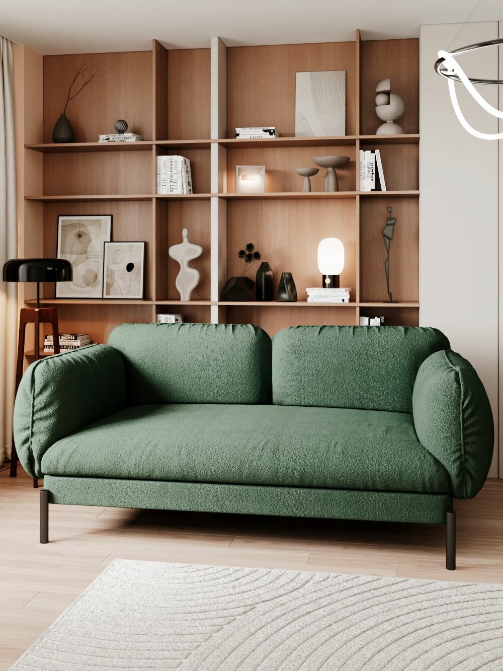 Диван дизайнерский CILIUM, букле 174 см. Букле BRAVO MINERAL