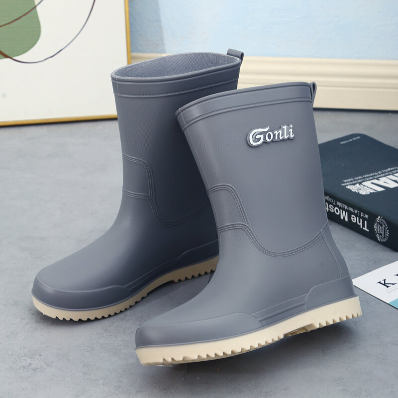 Летние полусапожки резиновые сапоги женские японские модные летние сапоги средней длины резиновые сапоги для отдыха на природе взрослые бахилы резиновая обувь рабочая обувь для водыРазмер обуви. EU:40