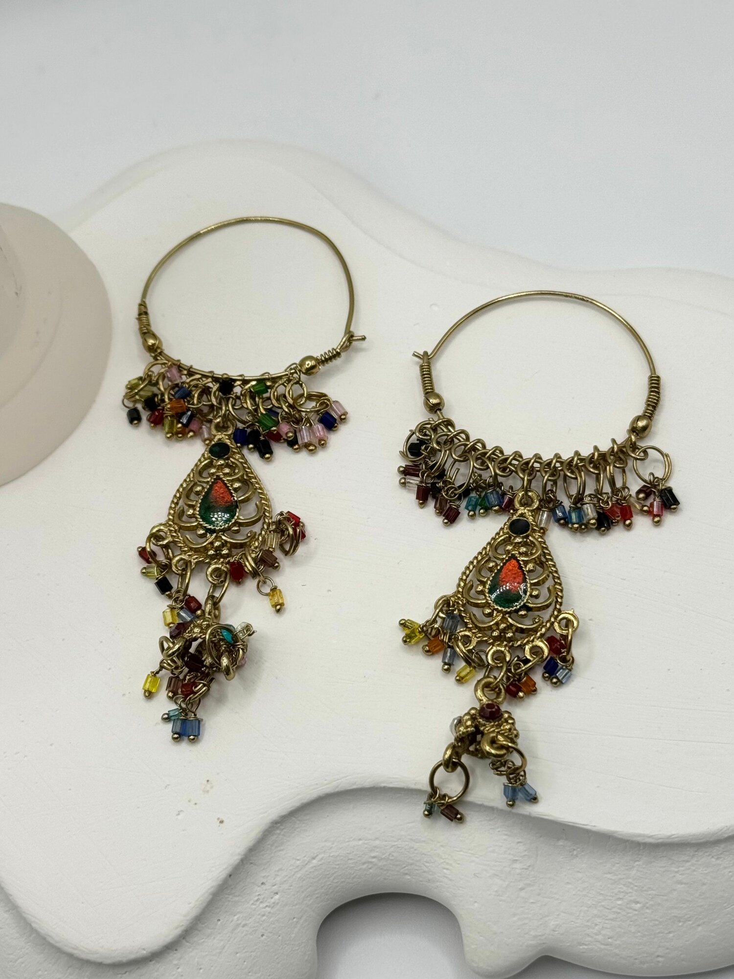 Винтажные латунные серьги, Индия