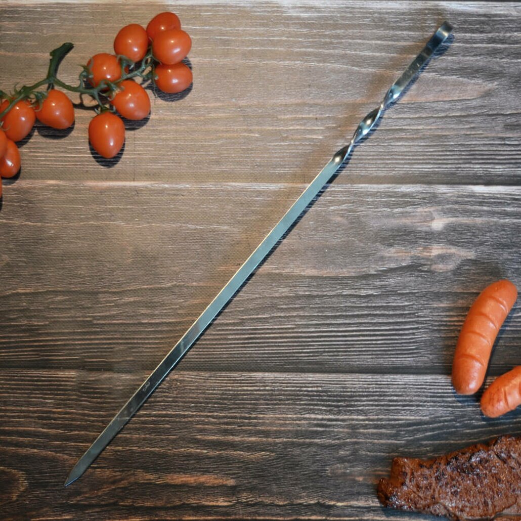 Шампур плоский 500×10×2,0 мм, нержавеющая сталь, долговечный, удобный для гриля