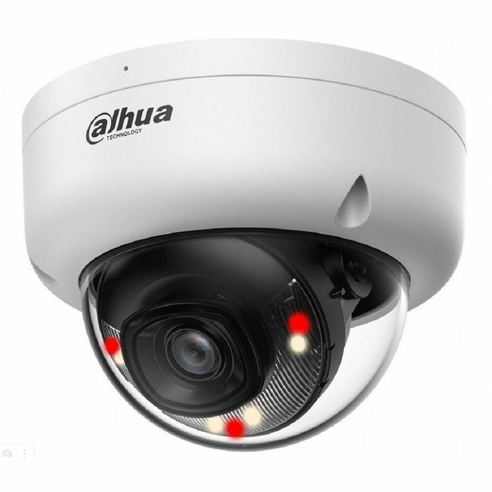 DAHUA Видеонаблюдение DH - IPC - HDBW1439E1P - A - IL - 0280B - S6 Уличная купольная IP - видеокамера 4Мп, 1 3 CMOS, объектив 2.8мм, ИК 30м, LED 30м, IP67 , IK08, микрофон, металл, пластик