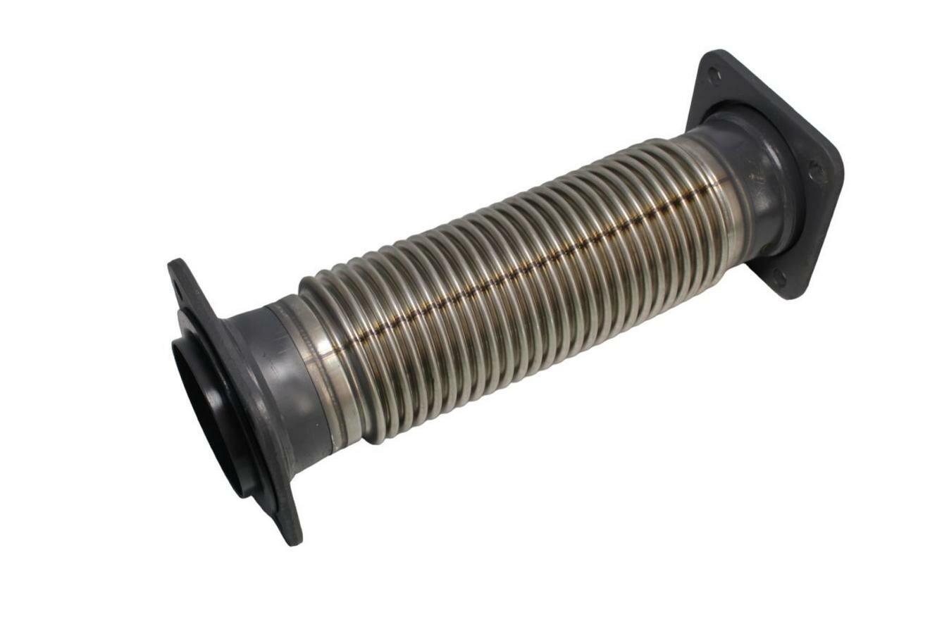 Металлорукав 54115-1203012 (сильфон вальцованный, нержав. сталь, 0,4 мм, фл. 4 отв, увел. ресурс) КАМАЗ