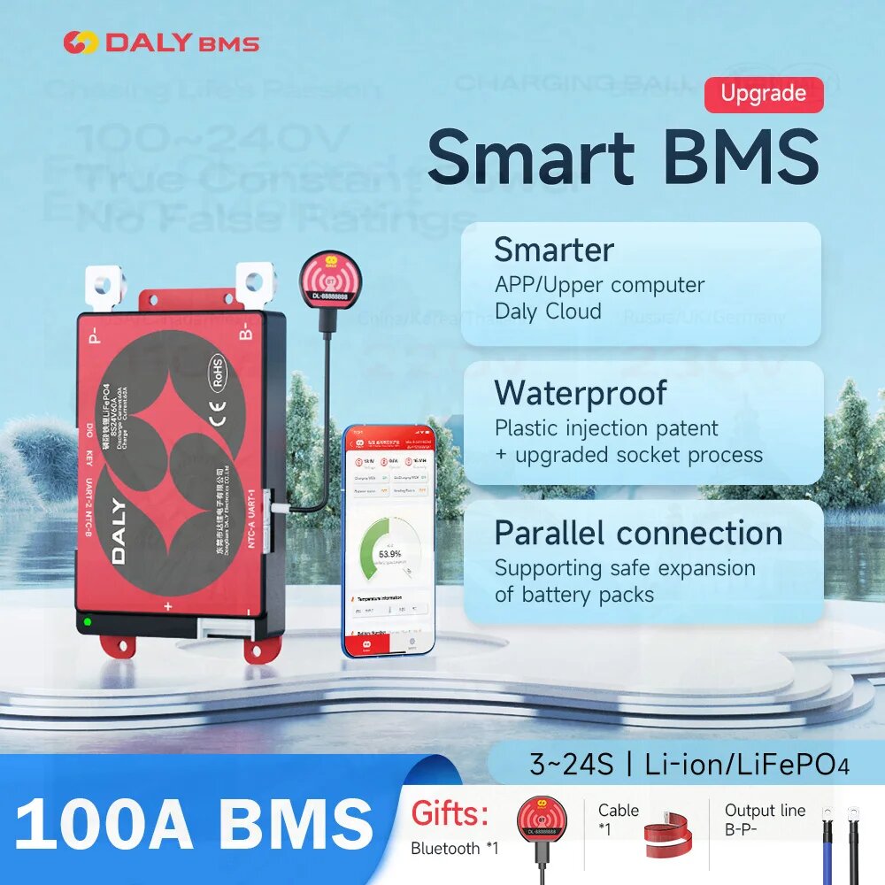 Daly 7S 100A BMS Bluetooth Lifepo4 3.7V — фото 1