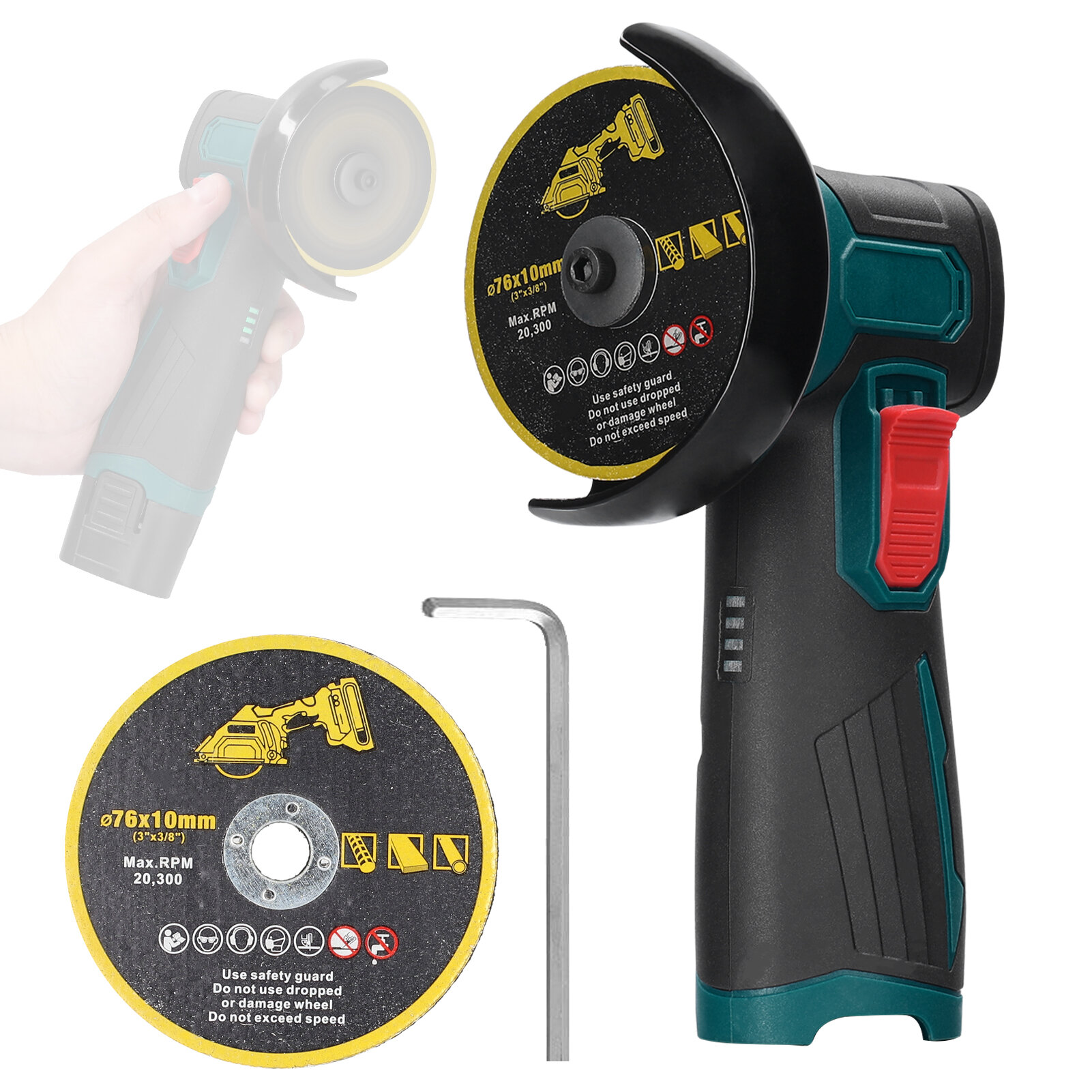 3-дюймовый электрический шлифовальный инструмент с бесщеточным двигателем, многофункциональный угловой резак, ручной литиевый резак, универсальный источник питания для резки и полировки керамической плитки, дерева, камня и стали.
