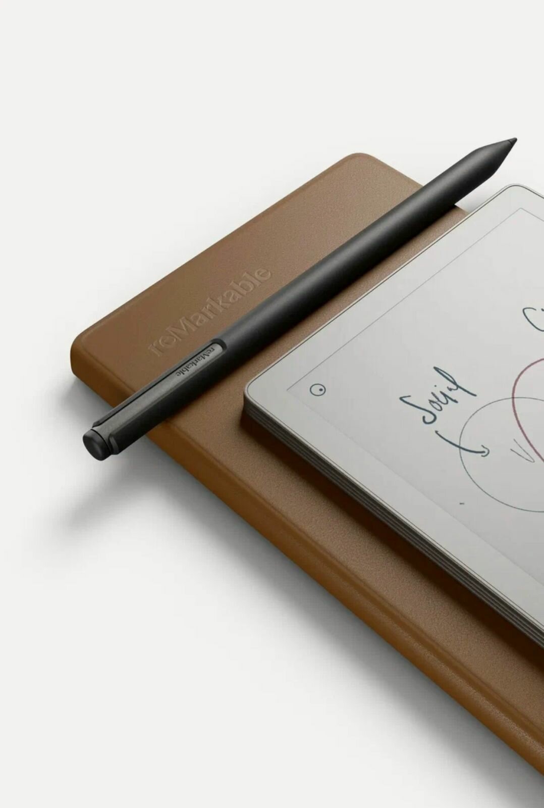 Графический планшет reMarkable Paper Pro Move + Marker Plus + Premium Leather - Brown Book Folio