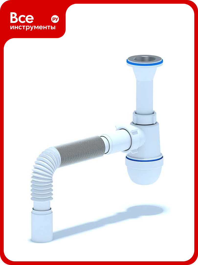 Сифон, АНИ, АНИ Пласт 1 1/4х40 с трубой 40 мм C2005, 40×40 мм, организации слива воды