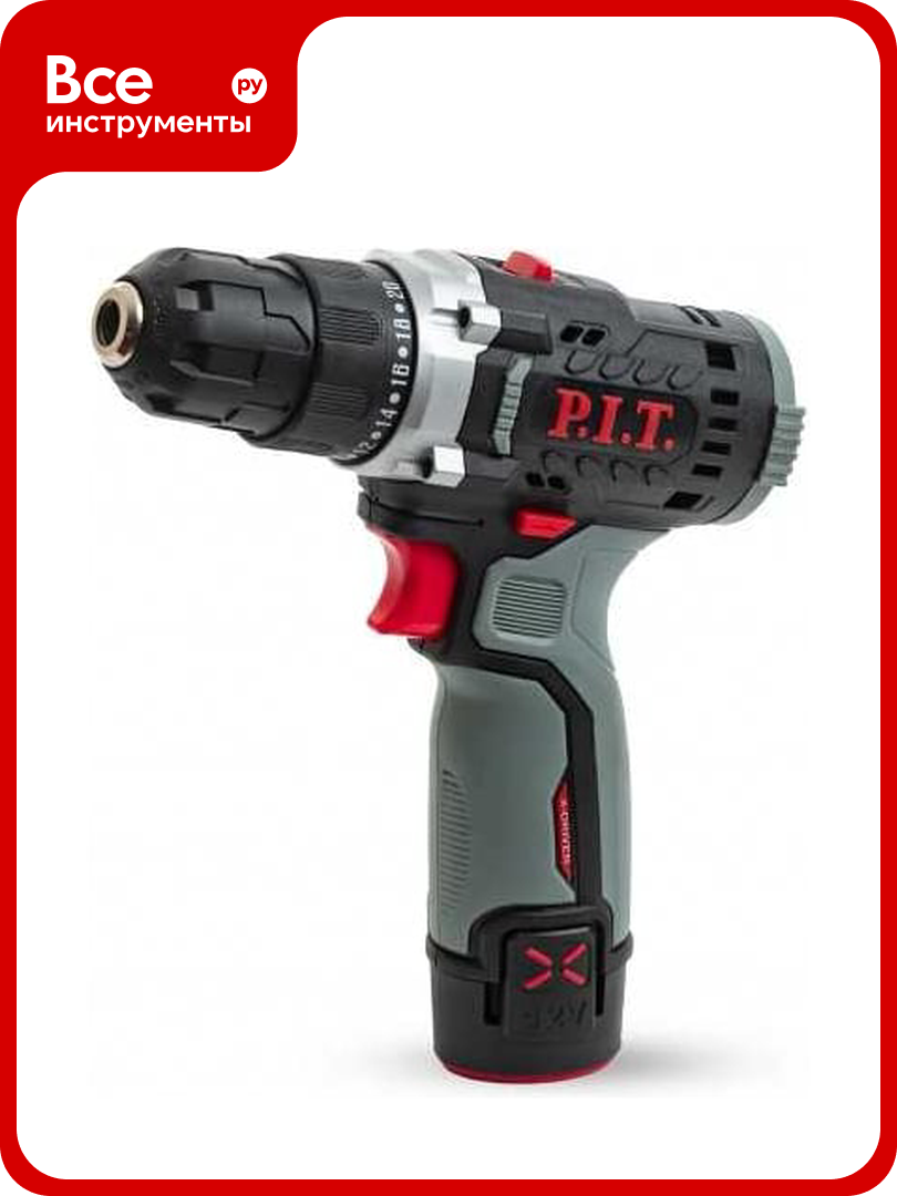 Дрель аккумуляторная P.I.T. X-DRIVER 12В, 22Нм, 10 мм, 0-350/1350, 2х2,0Ач, ЗУ, кейс PBM12K-10A/2, Дрель и шуруповерт