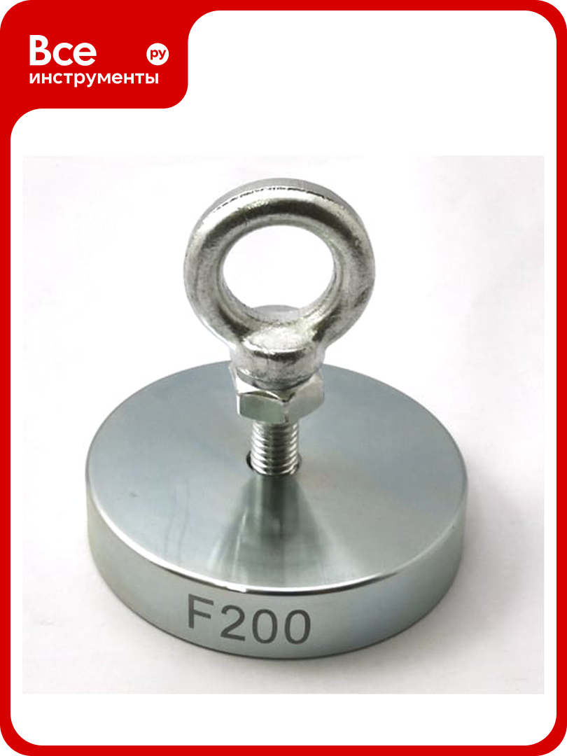 Поисковый односторонний магнит Проф-Магнит F200, 200 кг F200K, любых водоемов, 75 мм