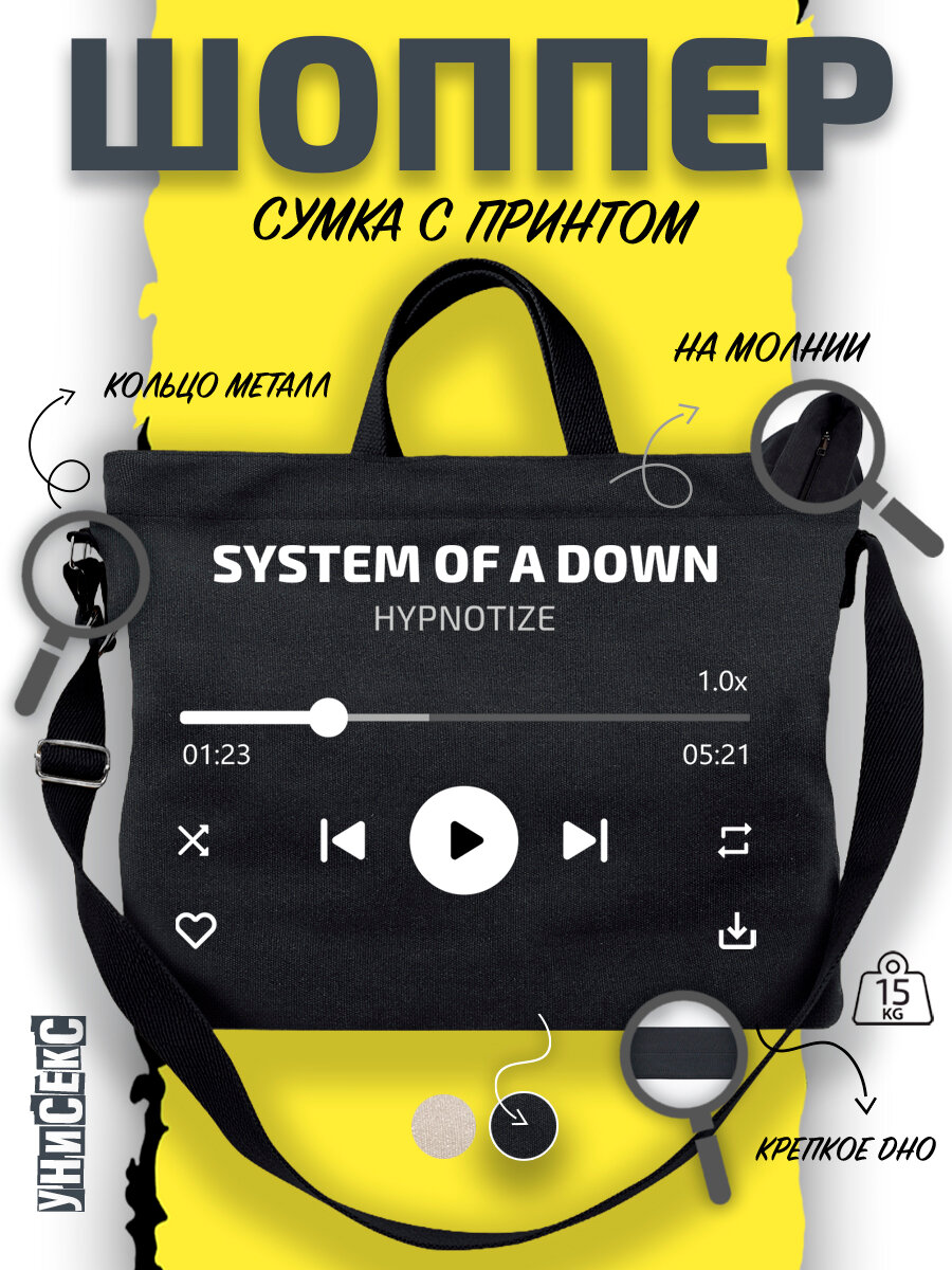 Сумка  шоппер y2k через плечо System Of A Down систем оф довн