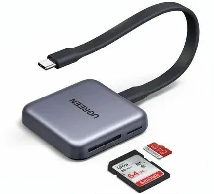 Кардридер магнитный 3-в-1 UGREEN CM898 (65095) Magnetic 3-in-1 USB-C&1 SD Card Slot&TF Card Slot Card Reader. Цвет: серый космос.
