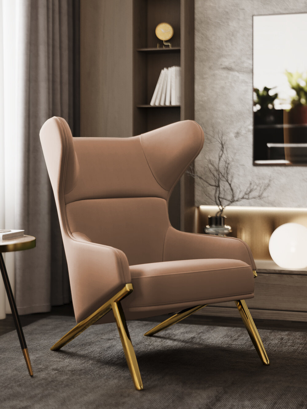 Кресло дизайнерское в современном стиле VESPA, велюр 70х90х70