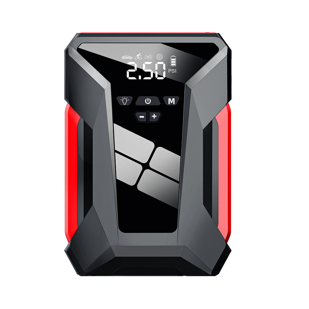 Типоразмер 19 цилиндров, 90Вт, 2500mAh x 4, 600A, пиковый ток 1000A, 5V 2A вход, 12V выход CE5, 5V 2A USB выход, время заряда 3-4 часа, черный, размер 20*13*5см, для автомобиля, мотоцикла, велосипеда, мяча, портативный компрессор для шин, бесконтактный