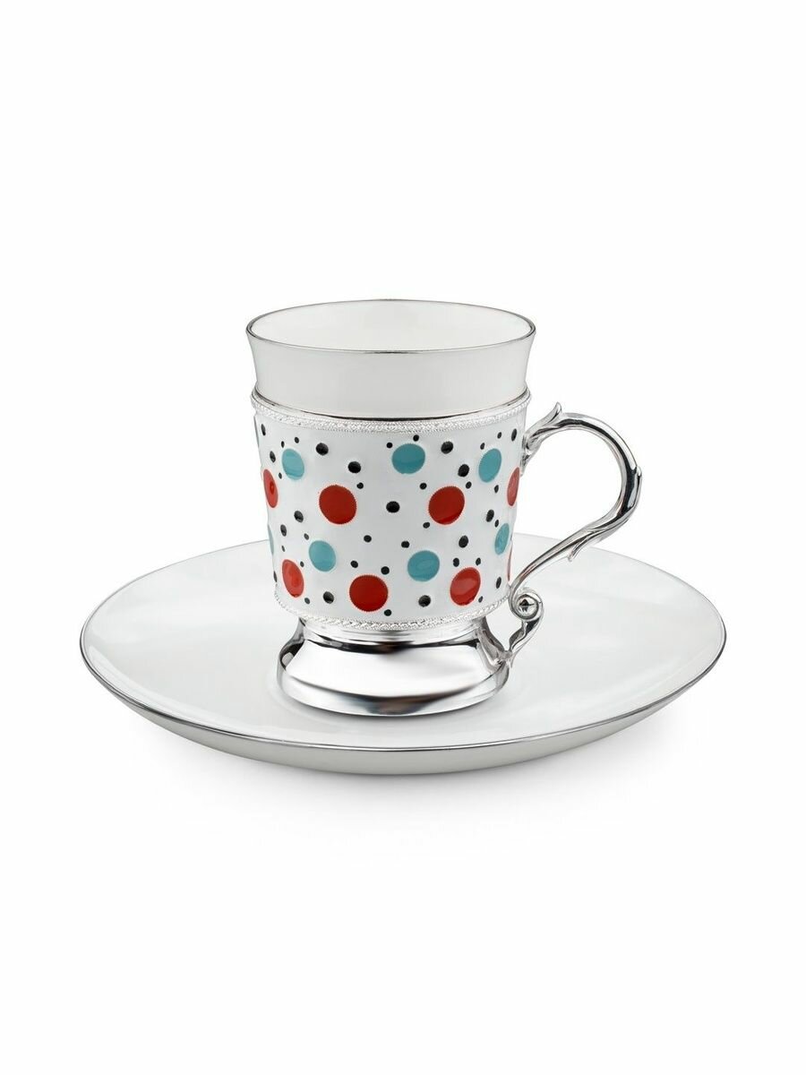 Набор кофейный "Русские традиции" из серебра 925 с эмалью