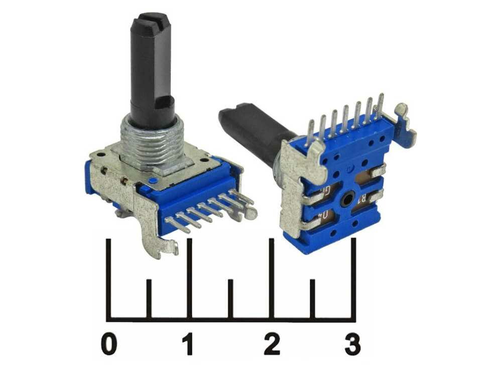 Резистор переменный 2*100 кОм B F-14KV-1 (7pin) (+87) (4596B)