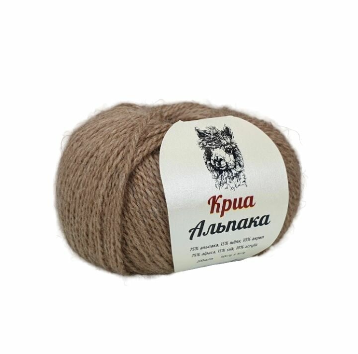 Пряжа Камтекс Криа Альпака 077 (3 мотка по 50г/220м) тёмно-бежевый